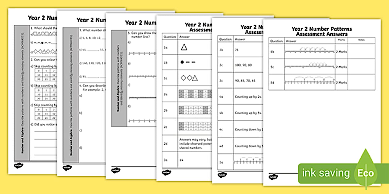 Year 2 Number Patterns Assessment Sheets | Twinkl - Twinkl