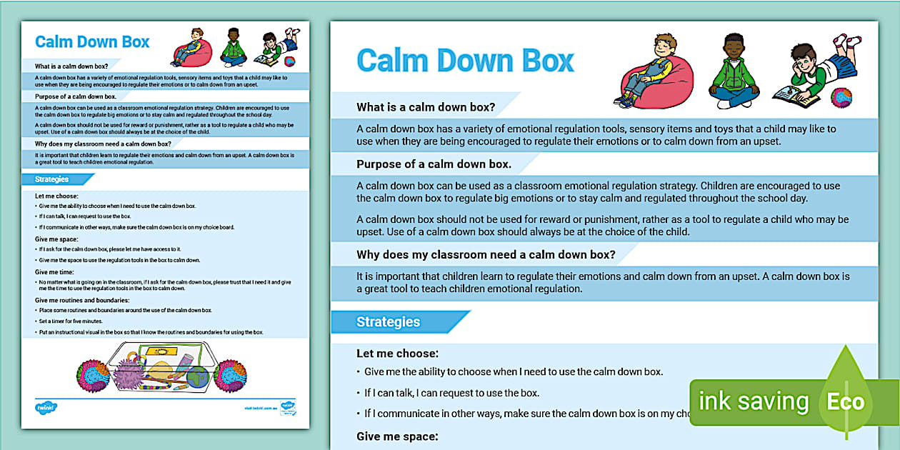 Calm Down Box: Information about it's Purpose and Strategies