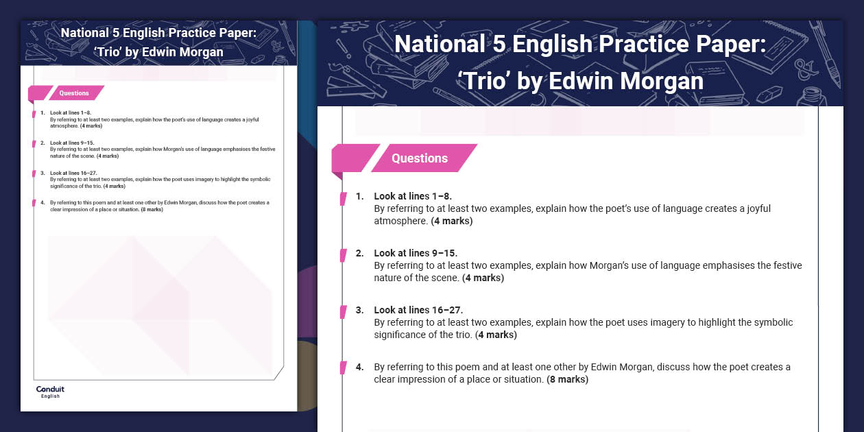 National 5 Practice Paper: 'Trio' by Edwin Morgan