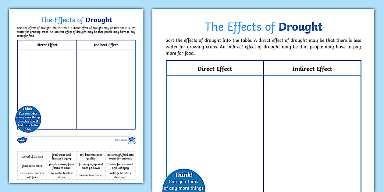 The Effects of Drought Sorting Worksheet (teacher made)