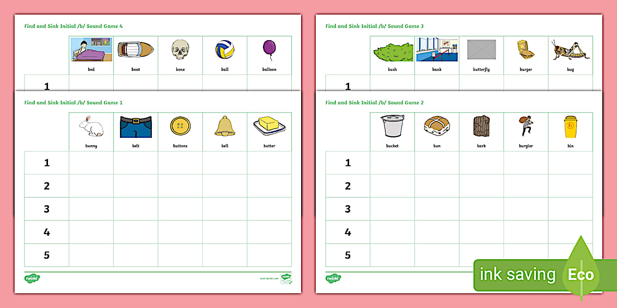 Find and Sink /b/ Initial Sound Game (teacher made) - Twinkl
