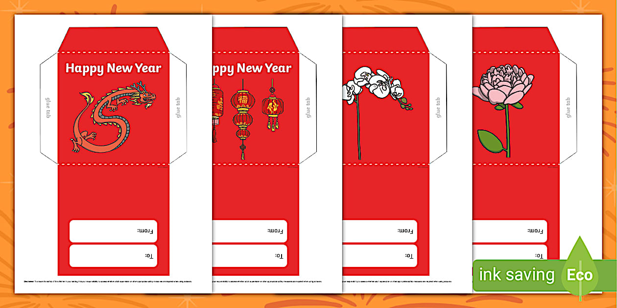 Chinese New Year Money Envelope Template - Twinkl