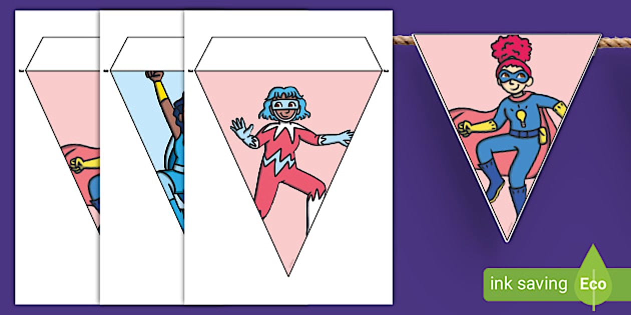 Girl Superhero Bunting - Display Resource (teacher made)