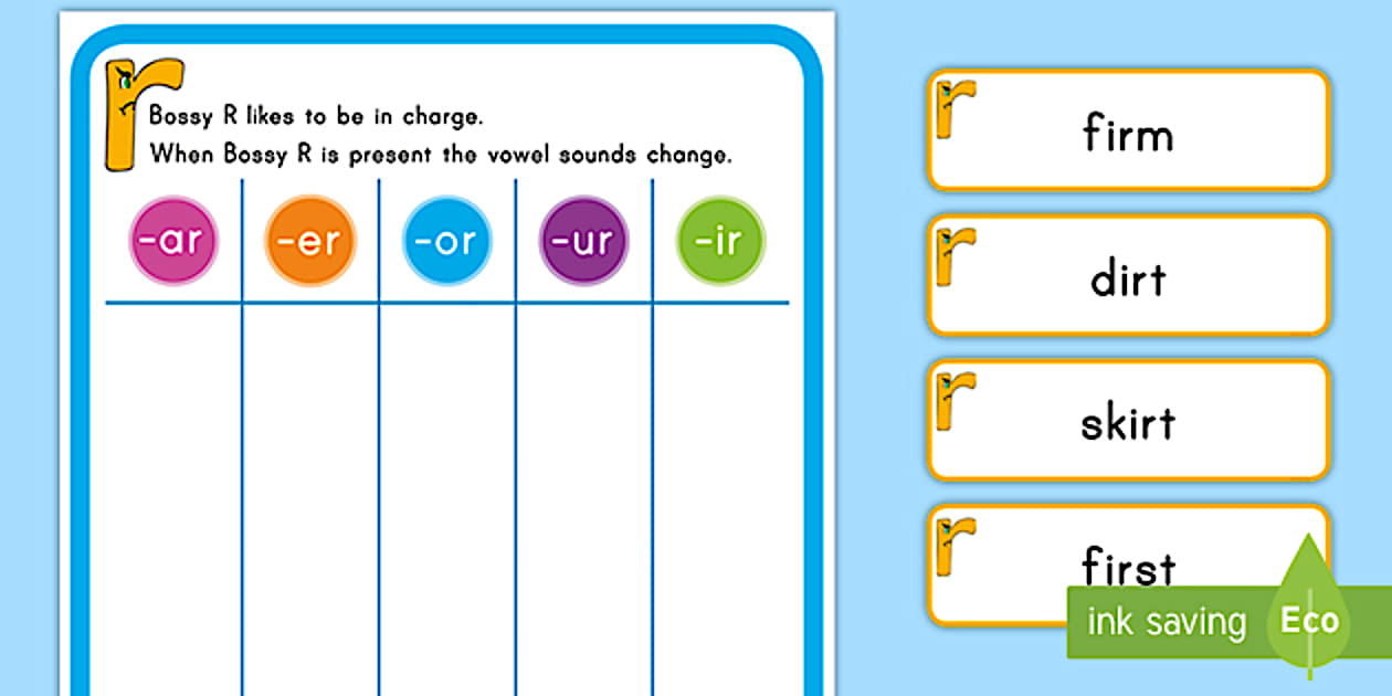 Bossy R Anchor Chart and Word Cards (teacher made) - Twinkl