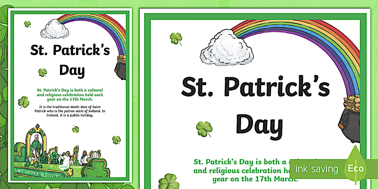 St Patrick's Day A4 Display Poster (teacher made) - Twinkl
