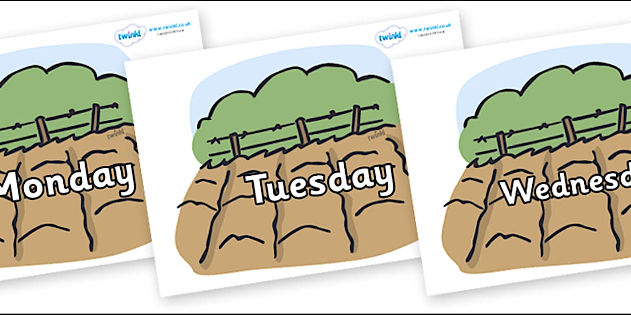 Editable Days of the Week on Fields (teacher made) - Twinkl