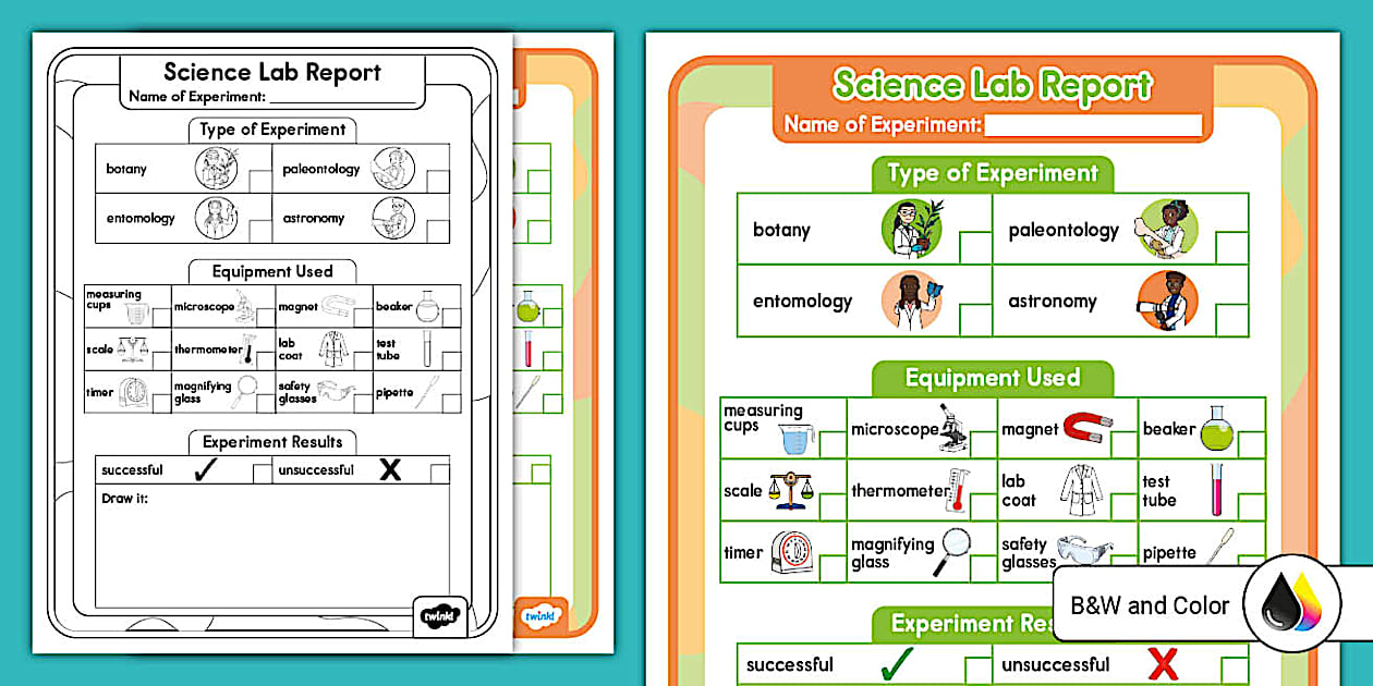 Science Lab Report Form Dramatic Play | Twinkl USA - Twinkl