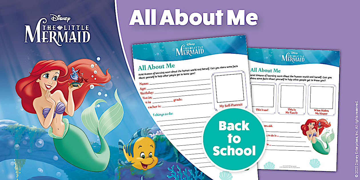 The Little Mermaid: All About Me Worksheets