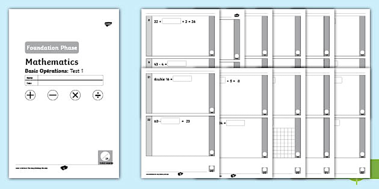 Foundation Phase Basic Operations Test 1 - Twinkl