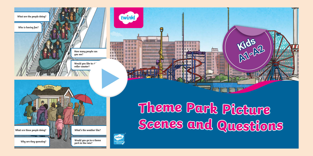 Theme Park Picture and Question Prompts (teacher made)