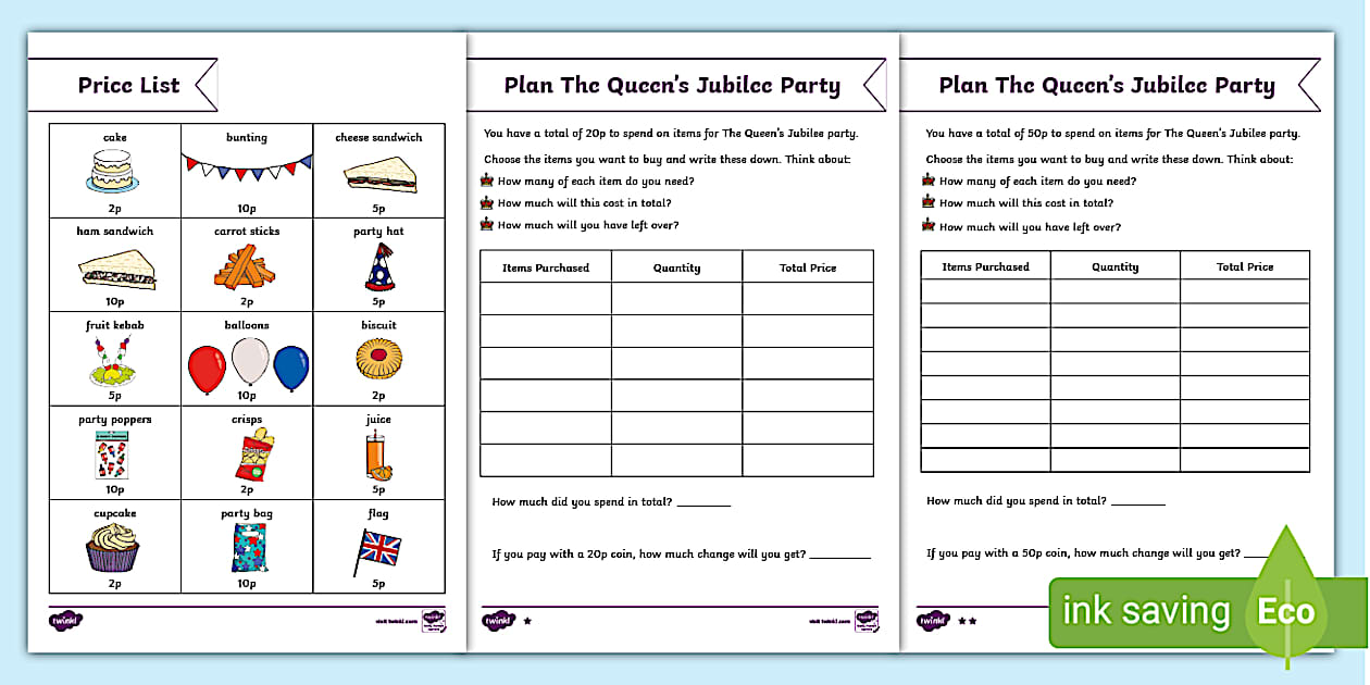 Editable KS1 Plan The Queen's Jubilee Party Activity
