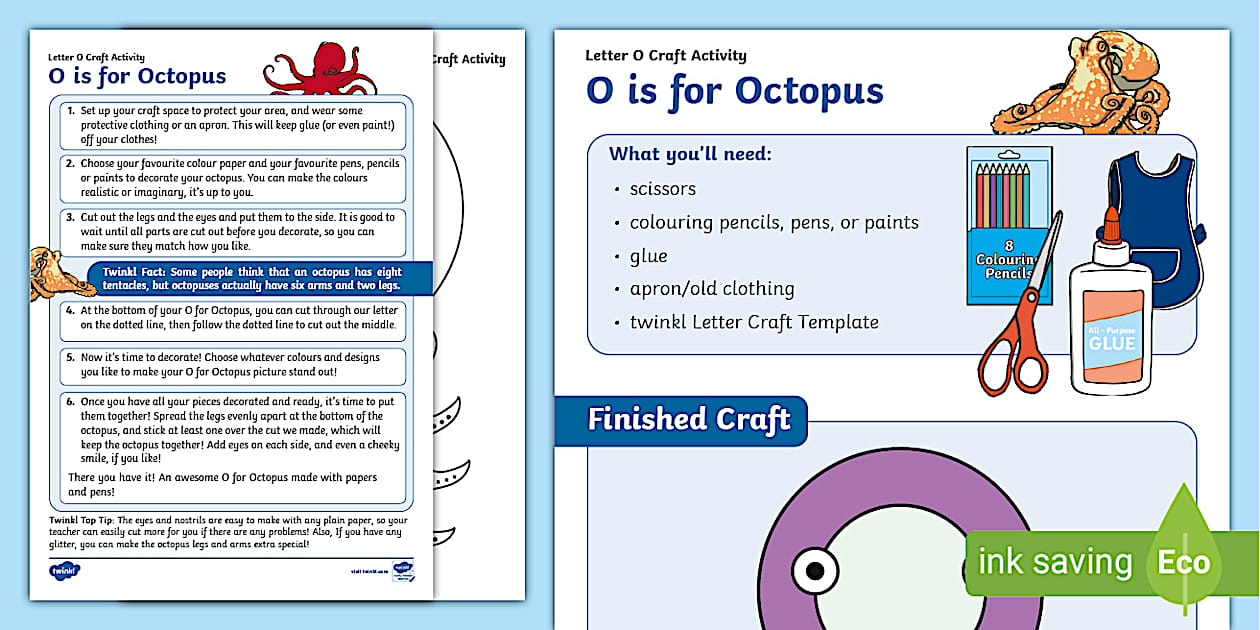 O is for Octopus - Letter O Craft (teacher made) - Twinkl
