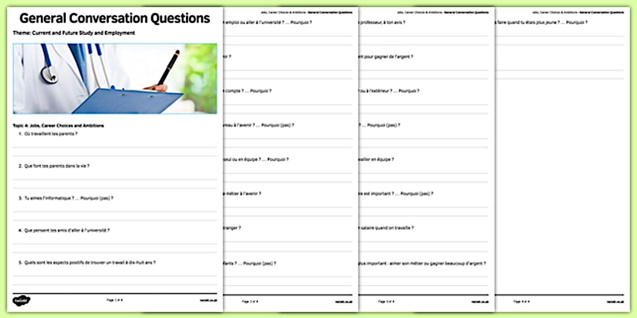 Jobs, Career Choices and Ambitions Themed General Conversation Questions