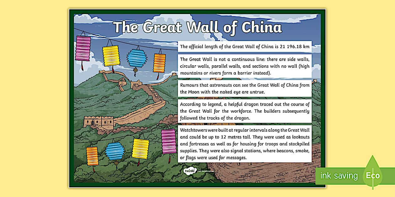 The Great Wall of China Facts Display Poster - Twinkl