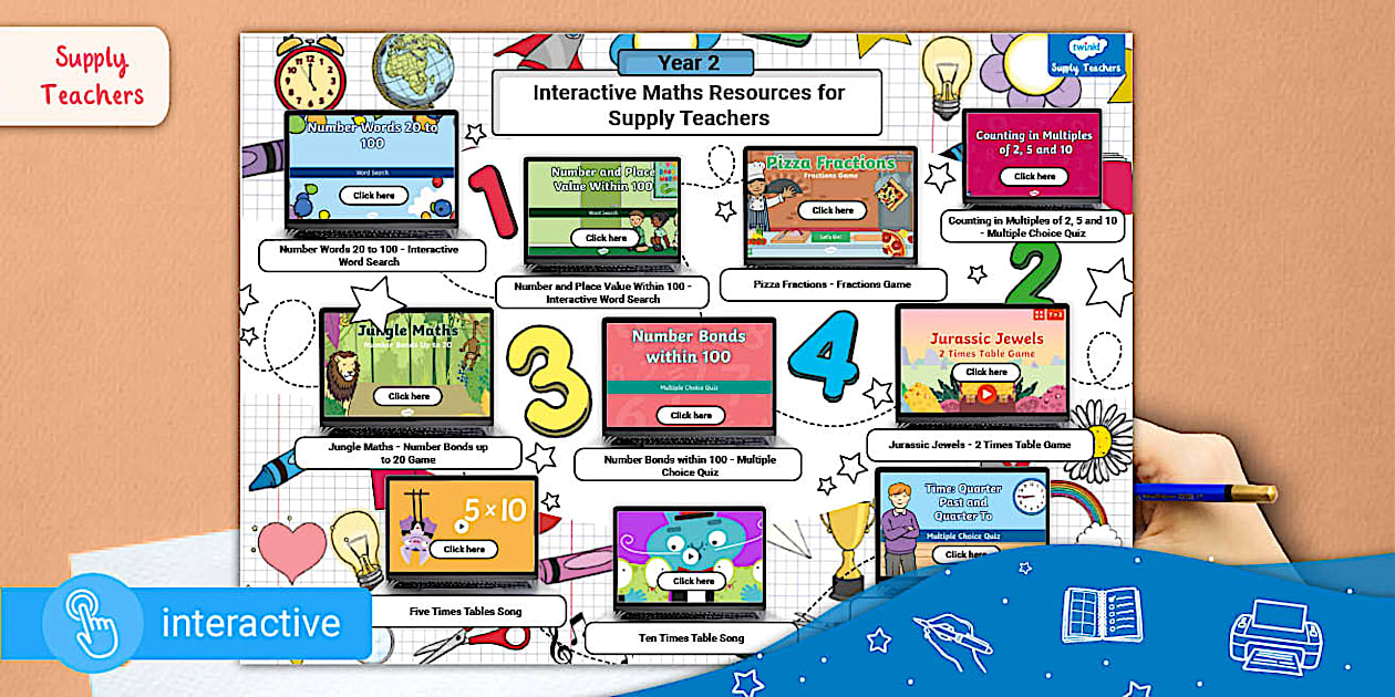 👉 Interactive Year 2 Maths Resources for Supply Teachers