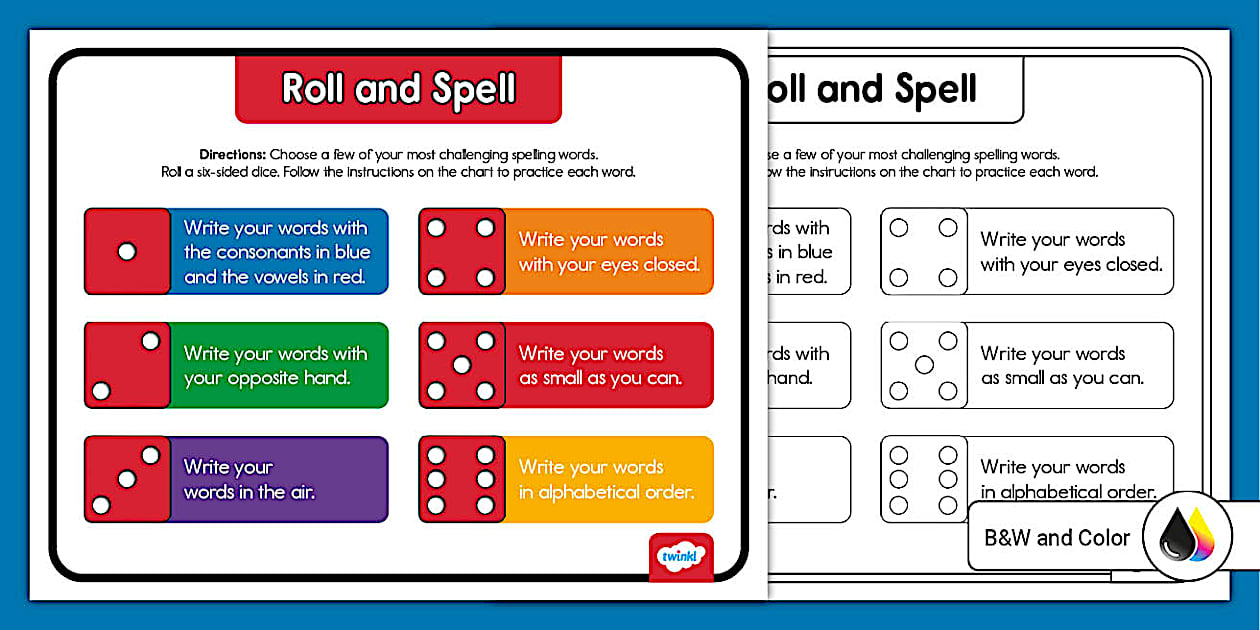 Roll and Spell Worksheet (teacher made) - Twinkl