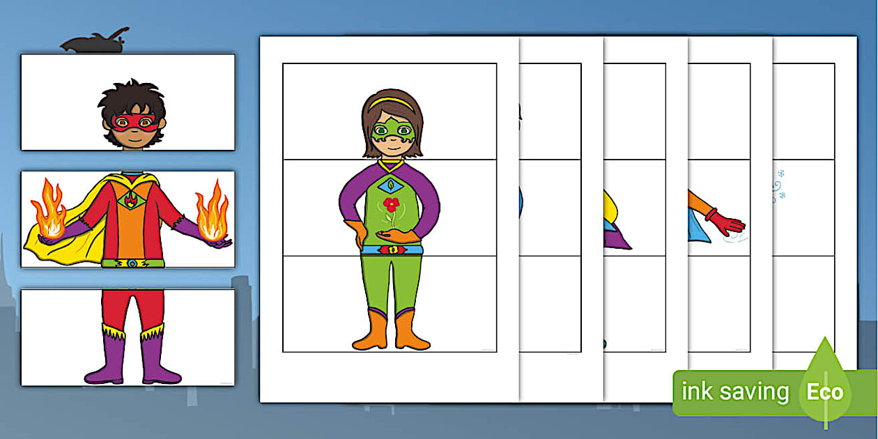 Superheroes Mix and Match (teacher made) - Twinkl