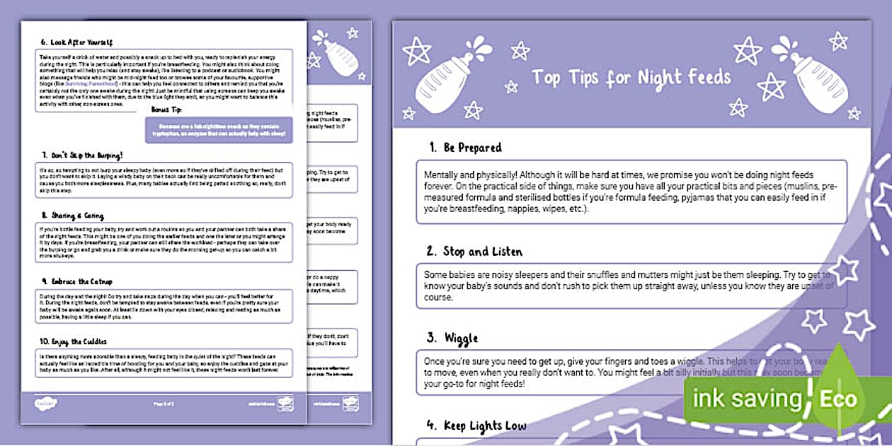 Top Tips for Night Feeds (teacher made) - Twinkl