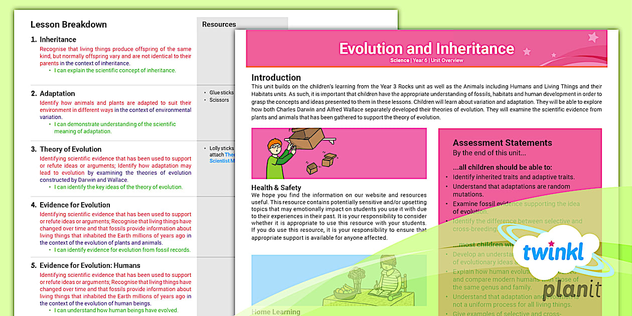 Science: Evolution and Inheritance Year 6 Planning Overview
