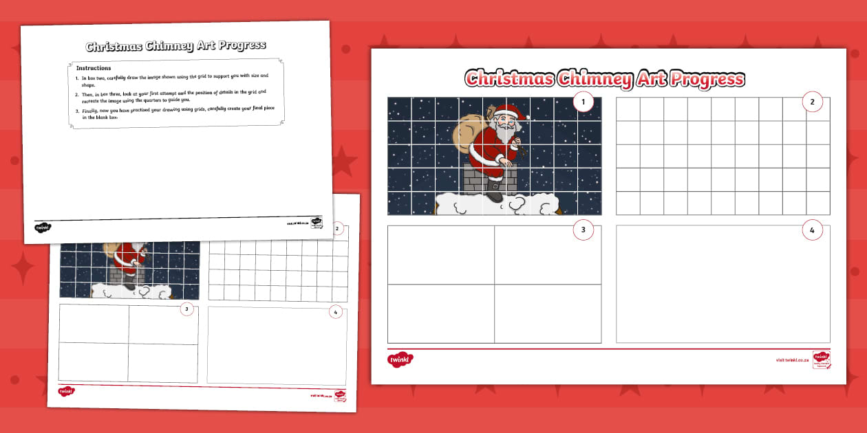 Christmas Chimney Art Progress Template (teacher made)