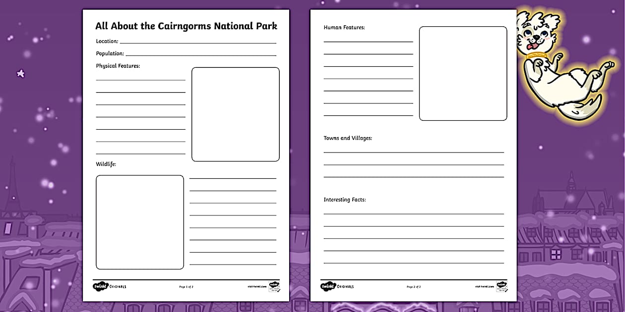 All About the Cairngorms National Park Fact File Writing Frames