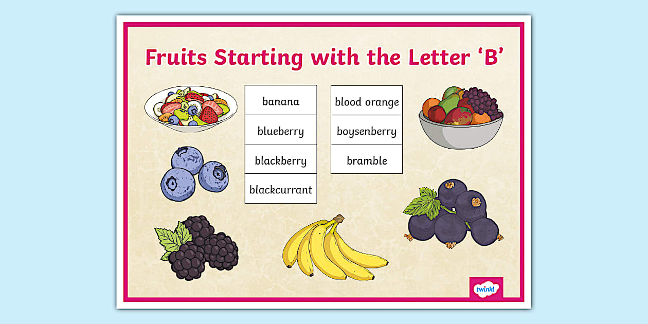 Fruit Starting with 'B' Display Poster for Classrooms