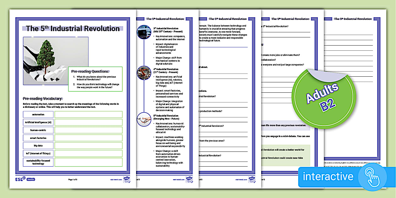 ESL 5th Industrial Revolution Reading Comprehension - Twinkl