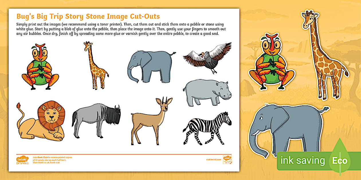 Bug's Big Trip Story Stone Image Cut-Outs | Twinkl