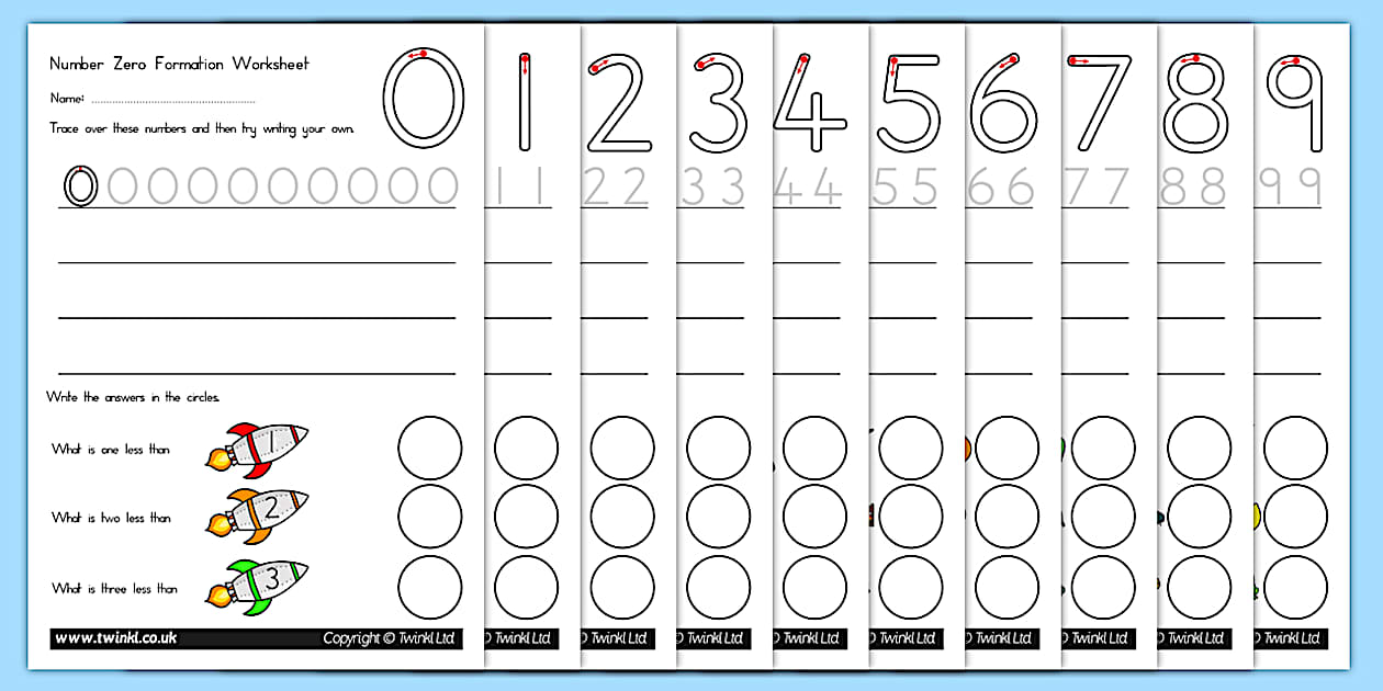 Number Formation Worksheets (profesor hizo) - Twinkl