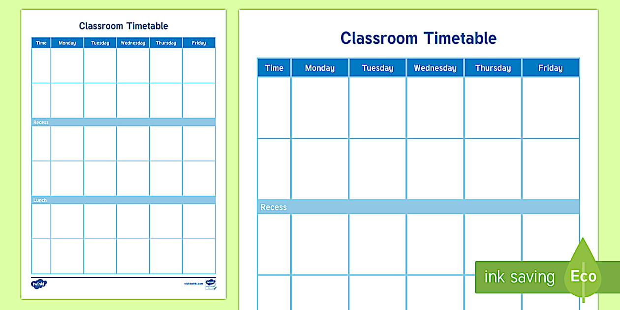 Classroom Timetable (teacher made) - Twinkl