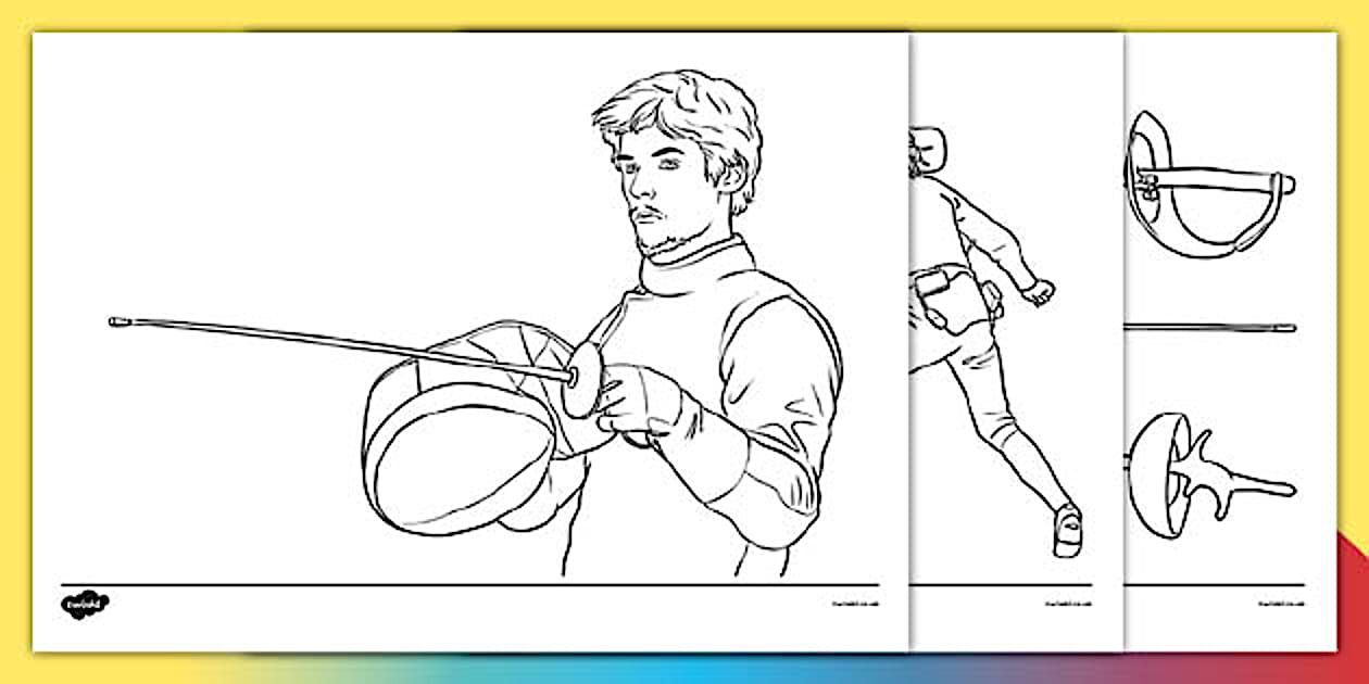 Editable Fencing Colouring Sheets - Twinkl