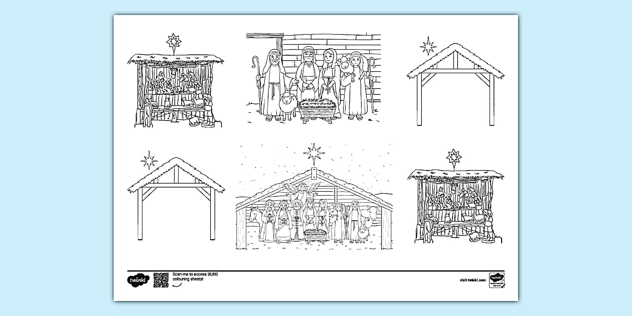 Christmas Stable Doodle Colouring Sheet (teacher made)