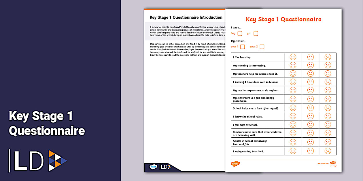 Key Stage 1 Pupil Questionnaire (teacher made) - Twinkl