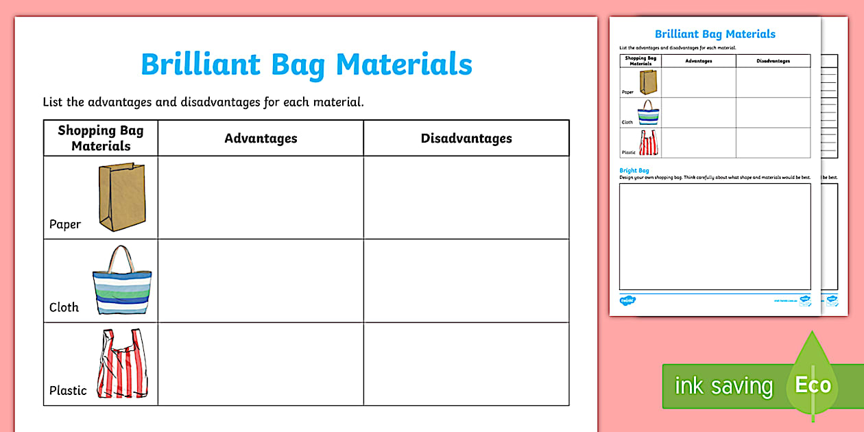 Editable Bag Materials Worksheet (teacher made) - Twinkl