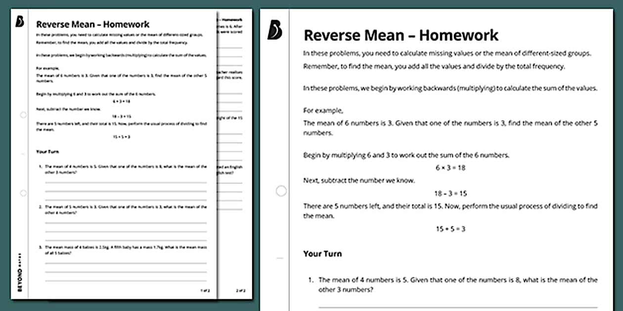 👉 Reverse Mean Walkthrough Worksheet | KS3 Maths | Beyond