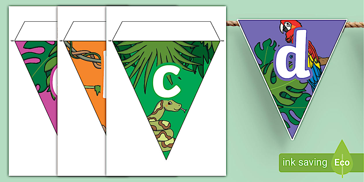 Jungle Themed Alphabet Bunting (teacher made) - Twinkl
