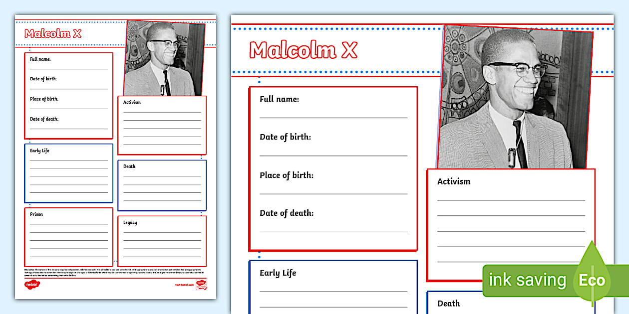 KS2 Malcolm X Fact File Template (Teacher-Made) - Twinkl
