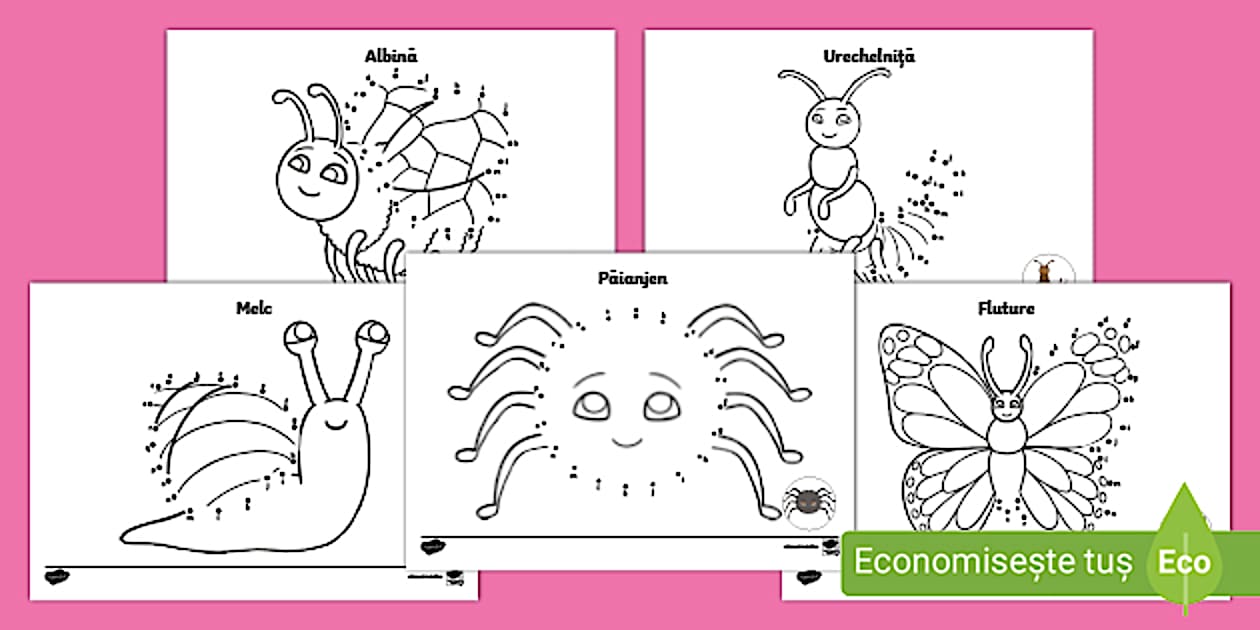 Insecte: Unește punct cu punct literele alfabetului – Fișe de lucru