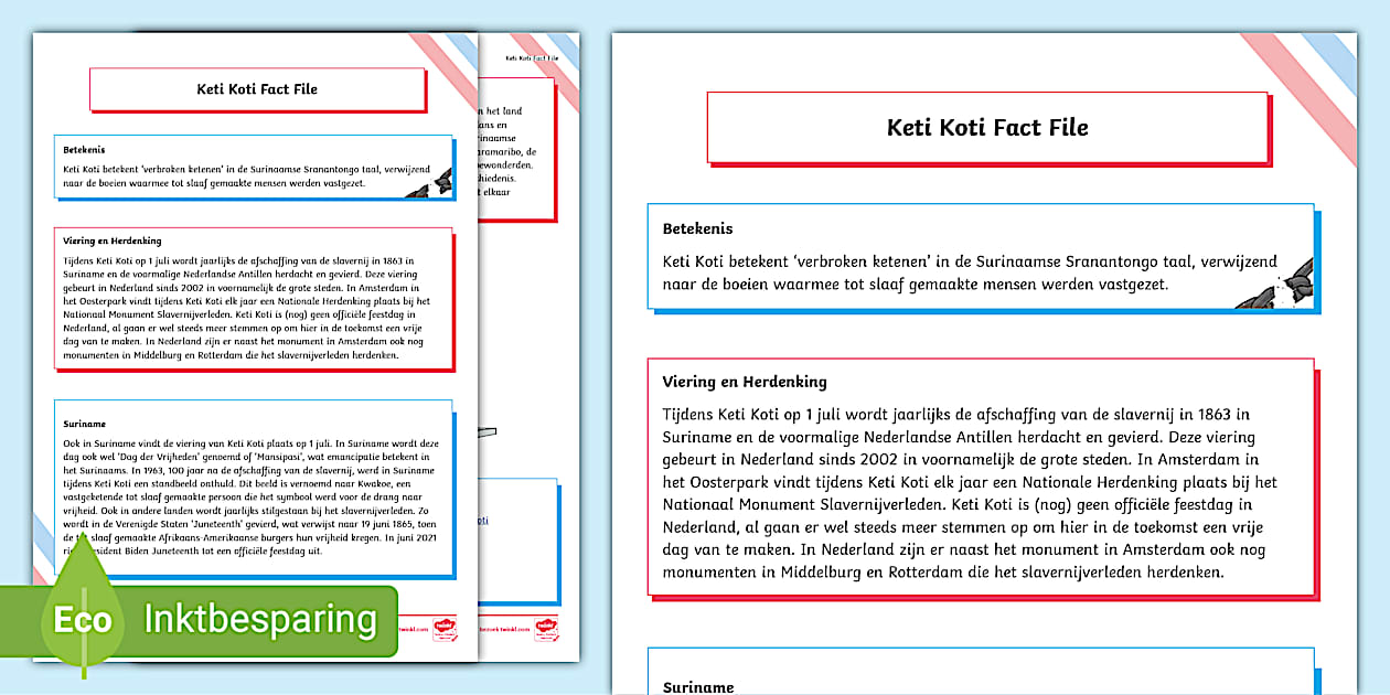 Keti Koti Fact File (teacher made) - Twinkl