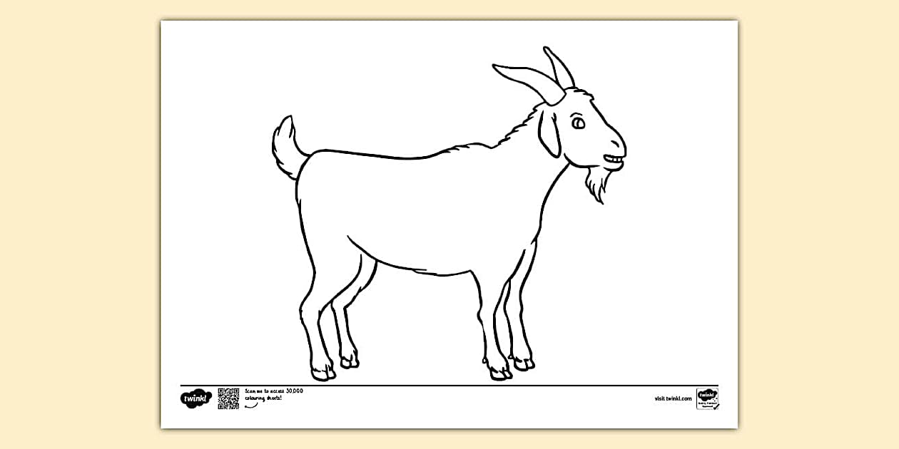 Middle Billy Goat Colouring Sheet | Colouring Sheets