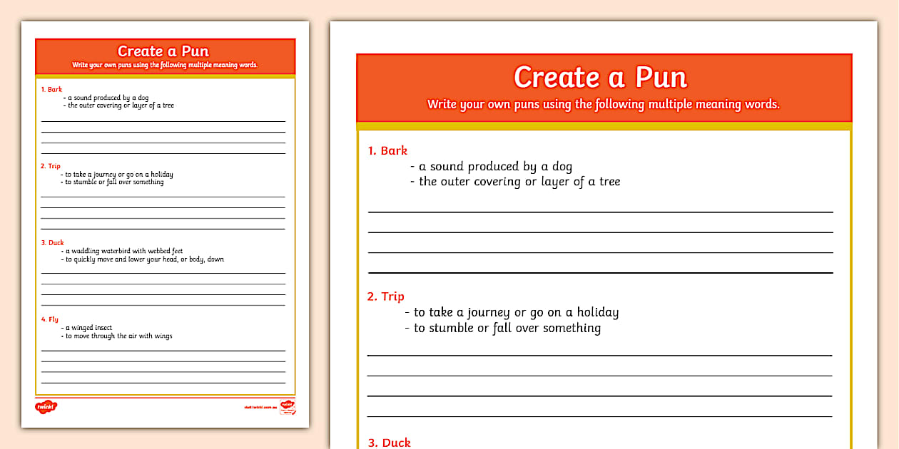 Generate Puns Worksheet - English (Teacher-Made) - Twinkl