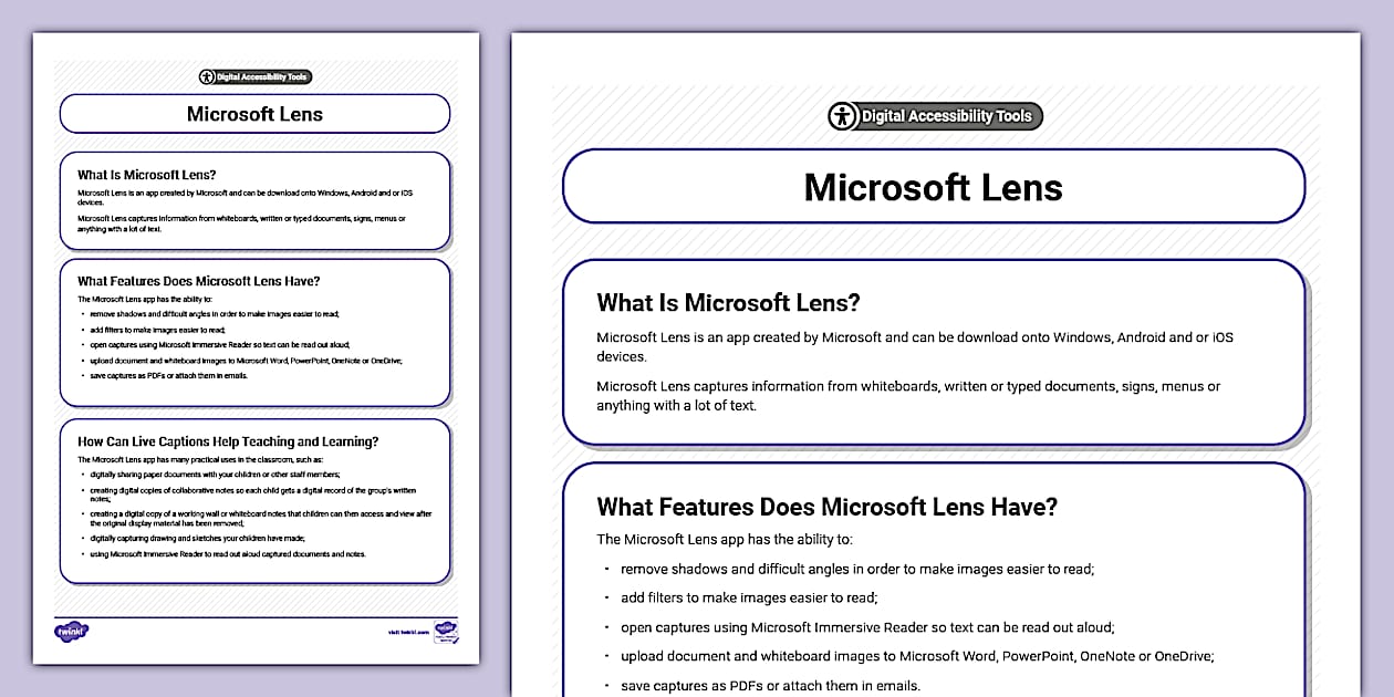 Microsoft Lens Digital Accessibility Tool Information Sheet
