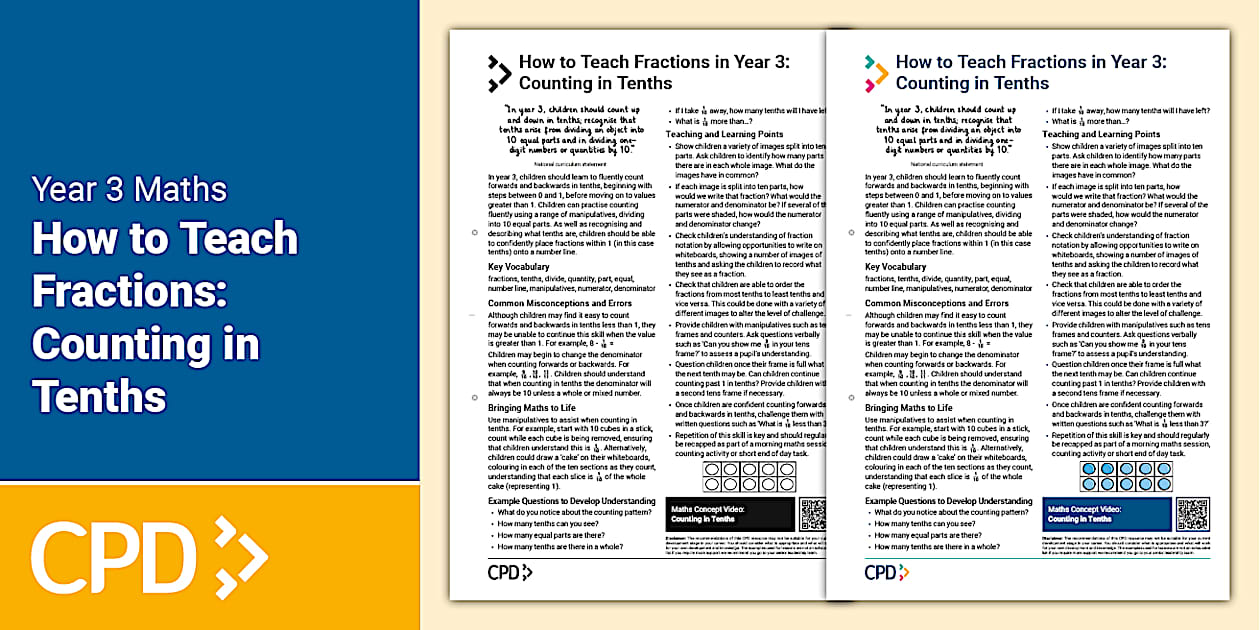 How to Teach Fractions in Year 3: Counting in Tenths