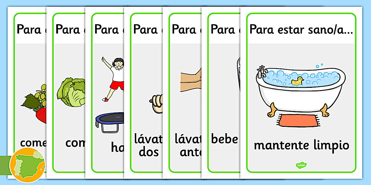 Health and Hygiene Display Posters Spanish (teacher made)