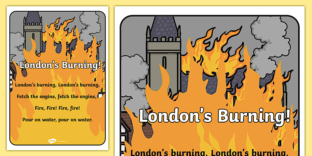 Londons Burning Nursery Rhyme Display Poster - Twinkl