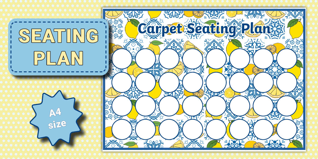 Mediterranean Lemon Themed Carpet Seating Plan - Twinkl