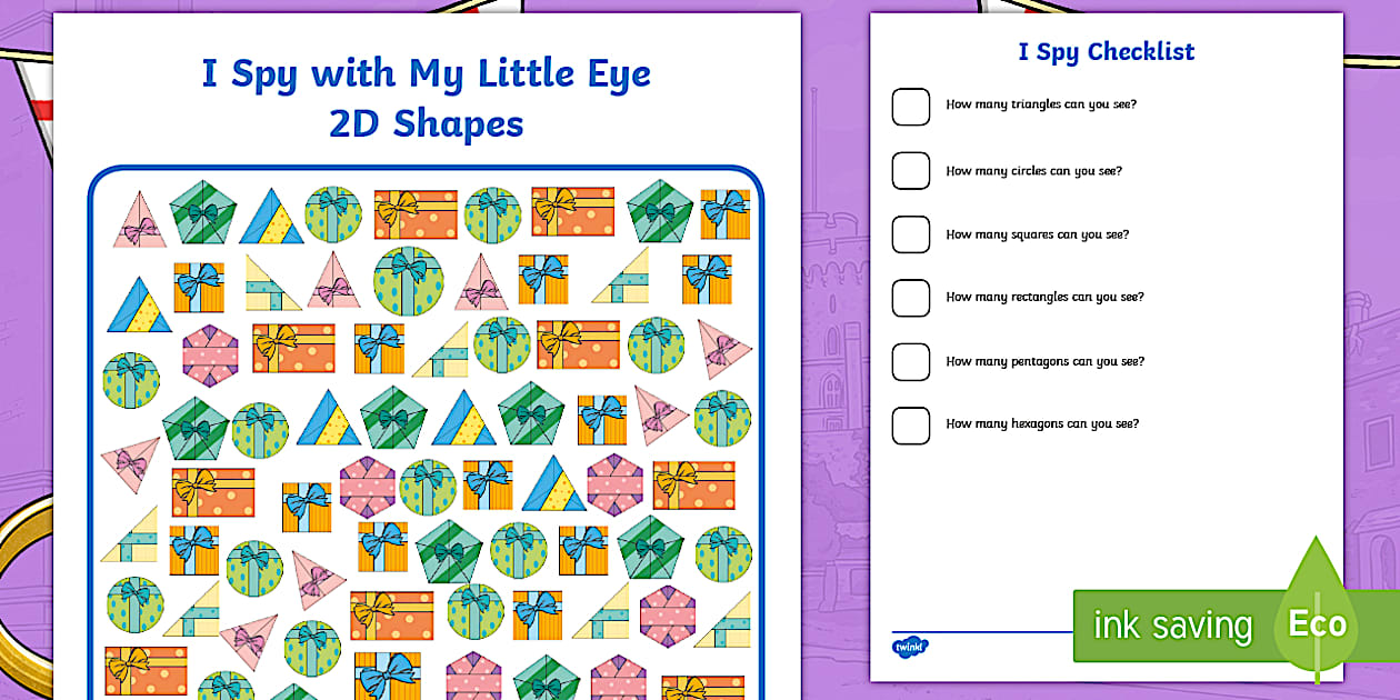 KS1 Royal Wedding Recognising 2D Shapes 'I Spy' Worksheet