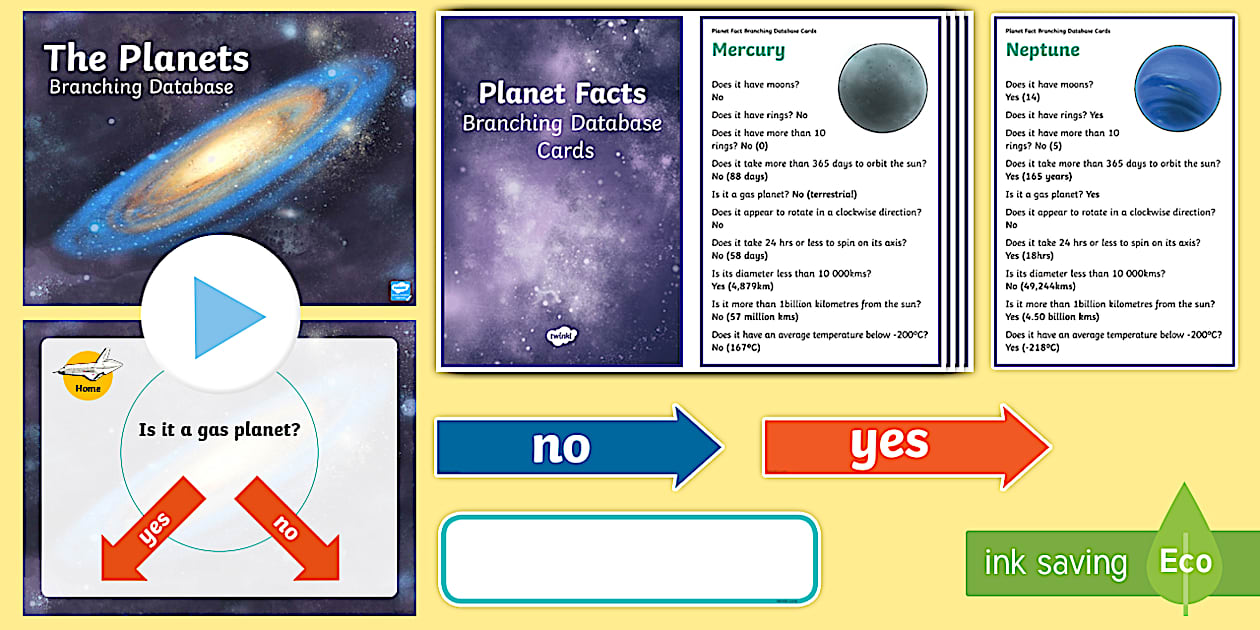 Planets Branching Database Activity Pack - Twinkl