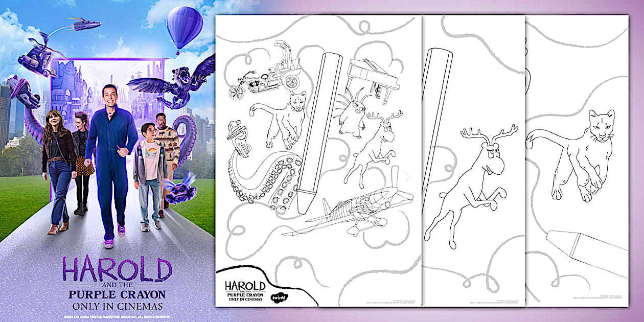 FREE! - Harold and the Purple Crayon Colouring Pages | Sony Pictures