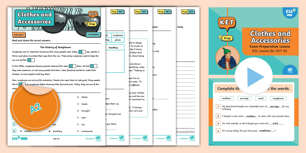 A2 Key (KET) - Clothes & Accessories Prep - Twinkl